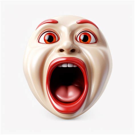 Premium AI Image Face Screaming In Fear Emoji On White Background