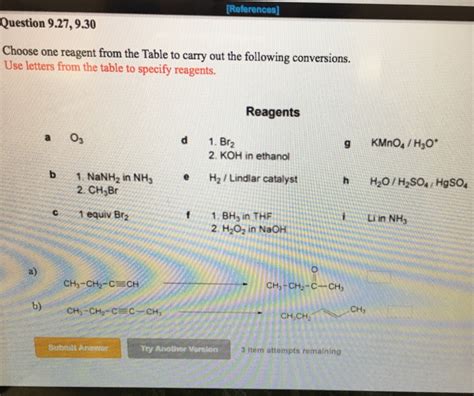 Solved Choose One Reagent From The Table To Carry Out The Chegg