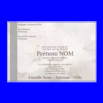 Faire Part de Décès à imprimer gratuit