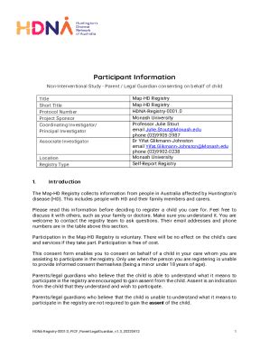 Fillable Online Participant Information Sheet Consent Form Parent