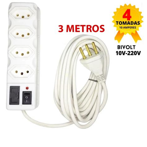 Mav Eletro Materiais Elétricos Filtro de Linha Branco 4 Tomadas