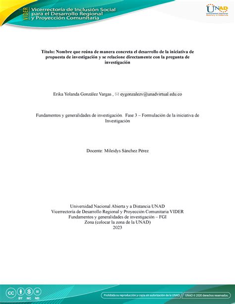 Anexo 3 Plantilla iniciativa de investigación Título Nombre que