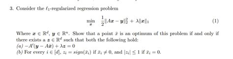 solved 3 consider the ℓ1 regularized regression problem