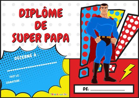 Diplome Papa À Colorier Diplôme à imprimer pour la fête des pères