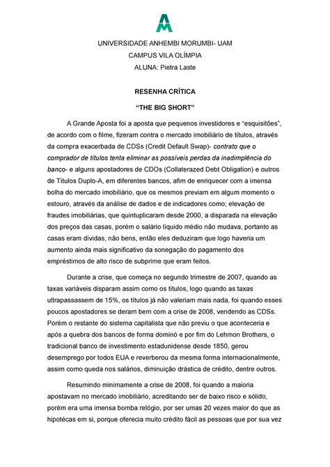 Exemplo De Resenha De Um Filme REVOEDUCA