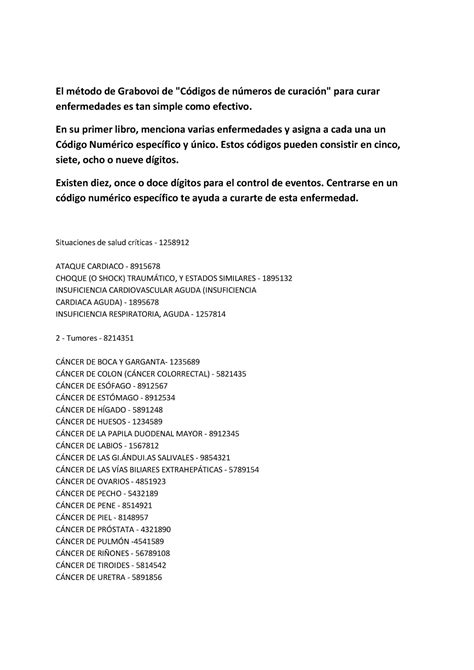 Numeros que curan de Grigori Grabovoi para la salud El método de