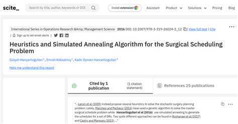 [citation report] heuristics and simulated annealing algorithm for the surgical scheduling problem