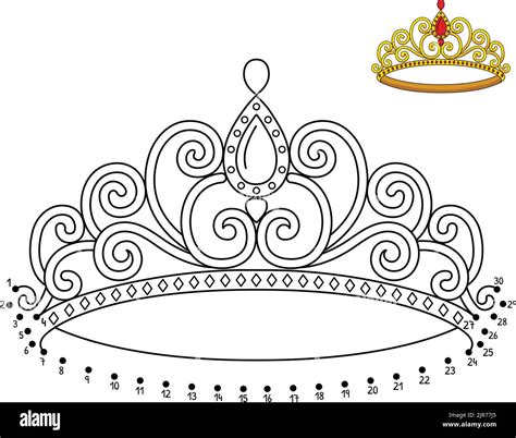 Página para colorear la corona de la princesa de punto a punto Imagen