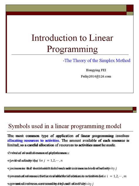 or week 2 introduction to lp simplex method pdf linear programming mathematical