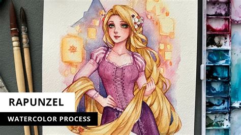 Rapunzel Watercolor Process YouTube