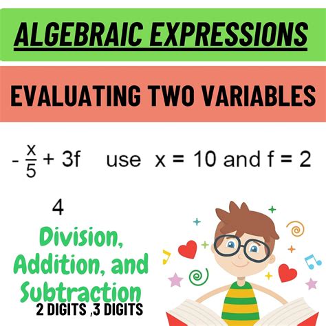 Algebraic Expressions Evaluating Two Variables Worksheets Terms