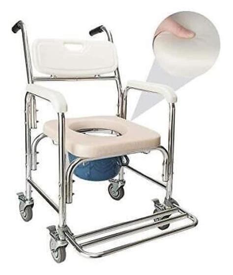 Yunwen Commode Wheelchair Bedside Toilet Shower Seat Bathroom Rolling