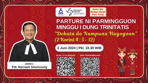 Parmingguon Dung Trinitatis Minggu Juni Pkl Wib