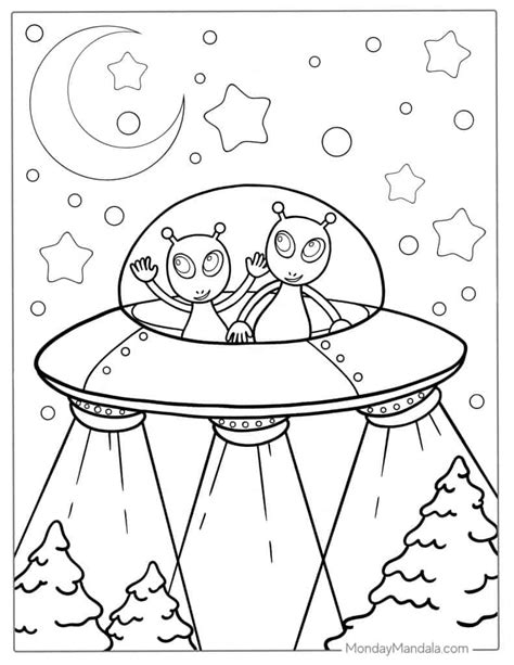 Outer Space Alien Coloring Page
