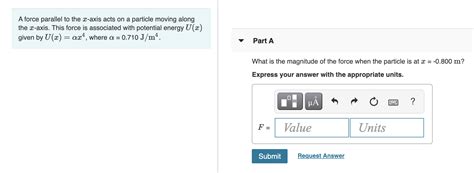 Solved A Force Parallel To The X Axis Acts On A Particle Chegg