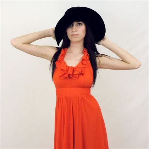 70 S Vintage CLIMAX Maxi Dress Funky Orange By Poetryforjane Dresses