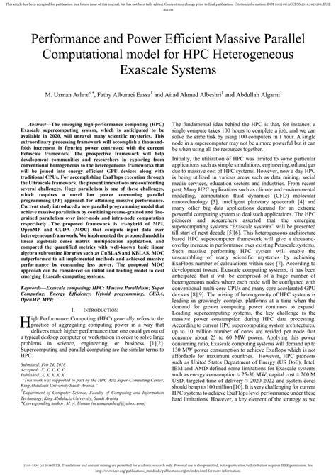 pdf performance and power efficient massive parallel computational model for hpc heterogeneous