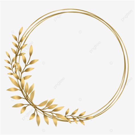 Círculo Moldura De Guirlanda De Folhas Douradas PNG Ouro Casamento