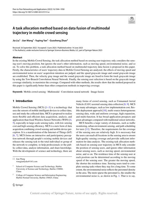a task allocation method based on data fusion of multimodal trajectory in mobile crowd sensing