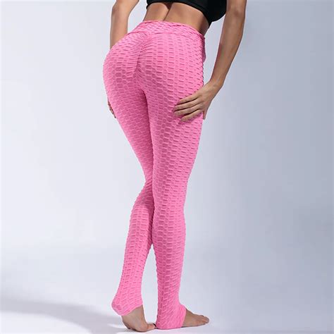 Curvy Yoga Leggings Sport Fitness Women High Waist Slim Pink Energy