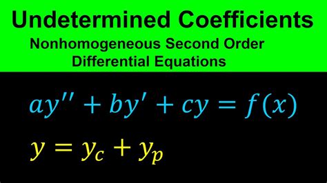 undetermined coefficients method solving nonhomogeneous second order differential equations