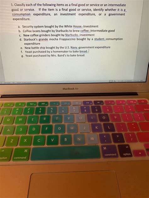 solved 1 classify each of the following items as a final