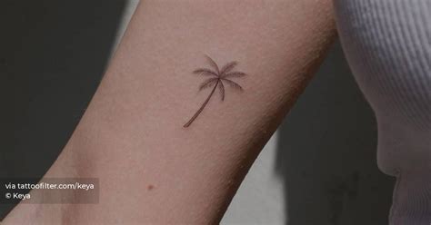 Fine Line Palm Tree Tattoo Located On The Inner Arm