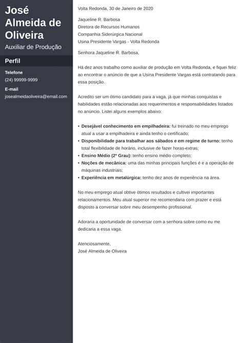 Carta de Apresentação Simples modelos prontos para copiar e adaptar