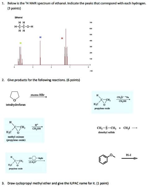 Below Is The H Nmr Spectrum Of Ethanol Indicate The Solvedlib