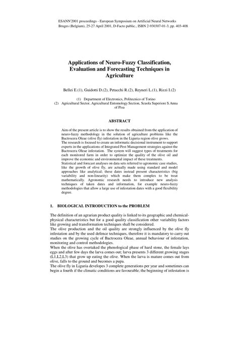 pdf applications of neuro fuzzy classification evaluation and forecasting techniques in
