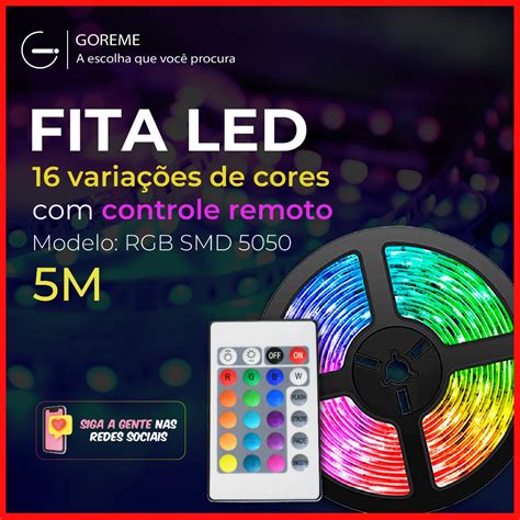 Fita LED 5050 SUPER LED ULTRA RGB 5M 12V 300 LEDS FITA CONTROLE 16