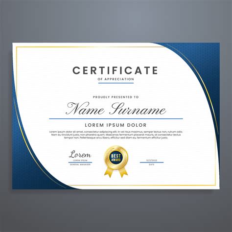 Blue And Gold Certificate Template Modern And Luxury Multipurpose