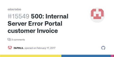 500 Internal Server Error Portal Customer Invoice Issue 15549