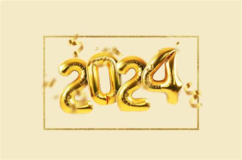 Feliz año nuevo 2024 globos de papel de aluminio dorado metálico con