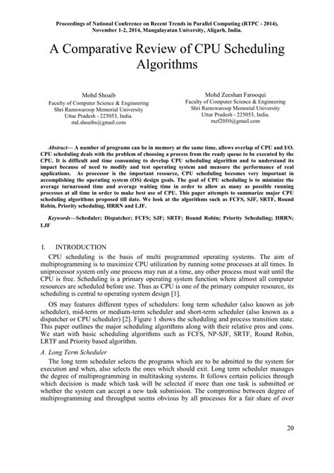 pdf a comparative review of cpu scheduling algorithms