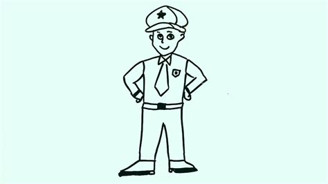 How To Draw Policeman Easy Policeman Full Body Drawing Step By Step