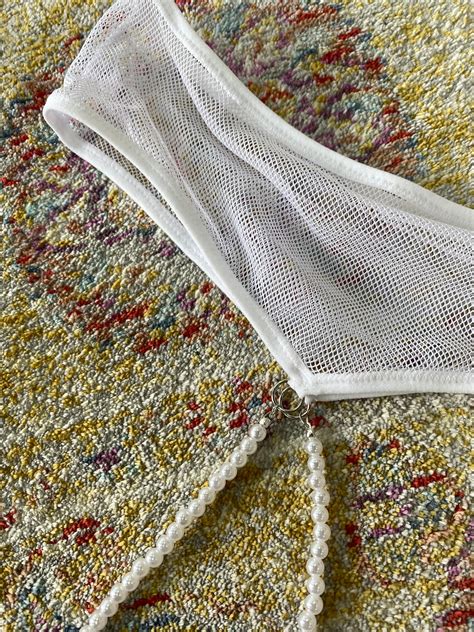 Open Panties Beaded Panties Crotchless Panties Sexy Panties White