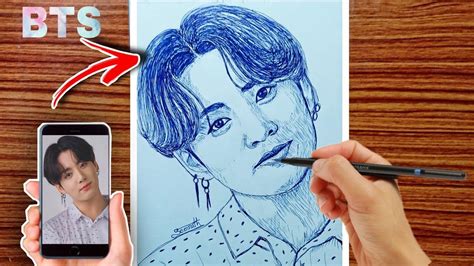Drawing Bts Sketch With Ballpoint Penbts Member Jungkook Drawingbts