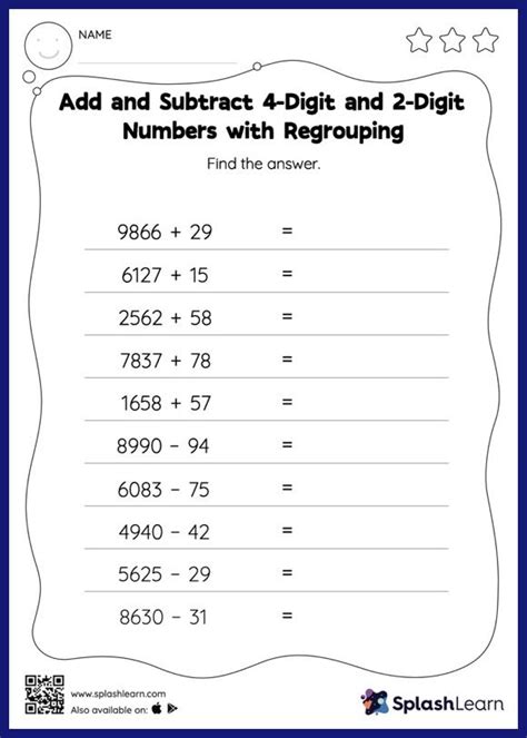 add and subtract 4 digit and 3 digit numbers with regrouping horizontal addition and