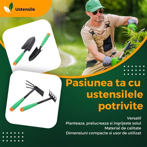 Set 4 Unelte De Gradina Verde Pentru Plantare Prelucrare Sol Si