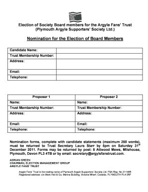 Nomination Form For Housing Society Election Fill Online Printable