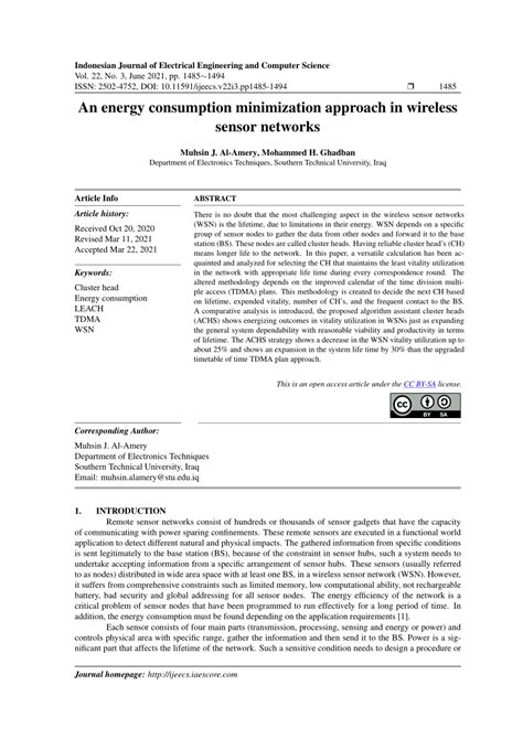 pdf an energy consumption minimization approach in wireless sensor networks
