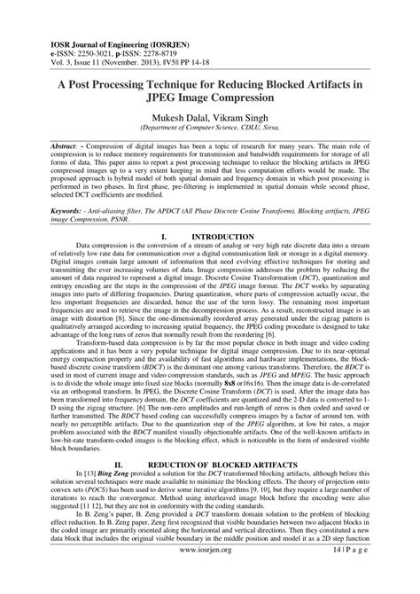 pdf a post processing technique for reducing blocked artifacts in jpeg image compression