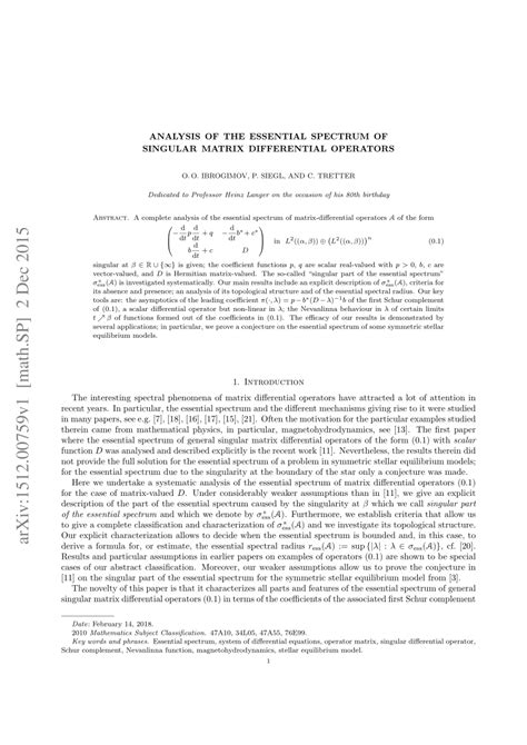 pdf analysis of the essential spectrum of singular matrix differential operators