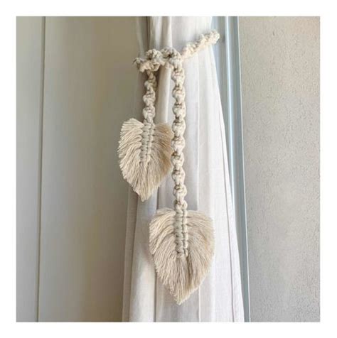 Sujeta Sujetador Cortina Macramé Plumas X2 2 500 Macrame design