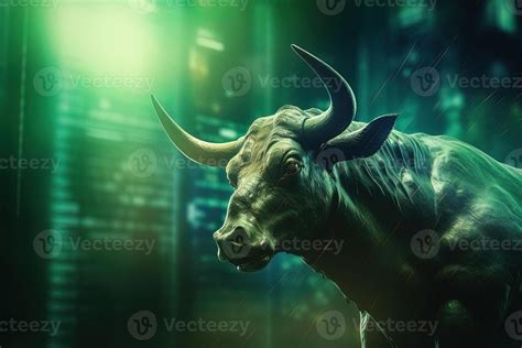 Stock Market Bull Market Trading Up Trend Of Graph Green Background