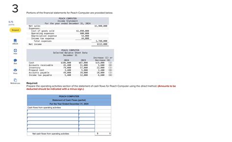 Solved Portions Of The Financial Statements For Peach Chegg