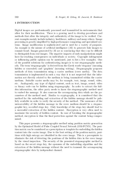 steganography approach to image authentication using pulse coupled neural network computing