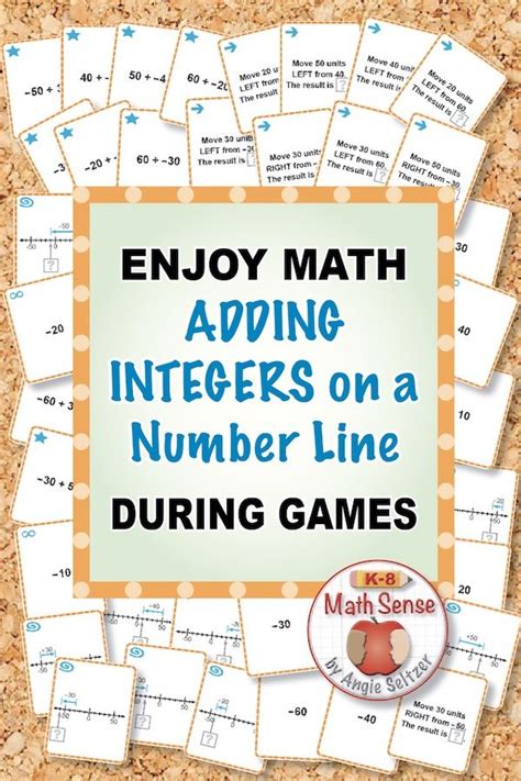 adding integers on a number line math sense card games and activities 7n11 n middle school math