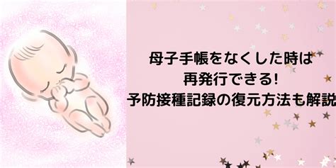 母子手帳をなくした時は再発行できる 予防接種記録の復元方法も解説